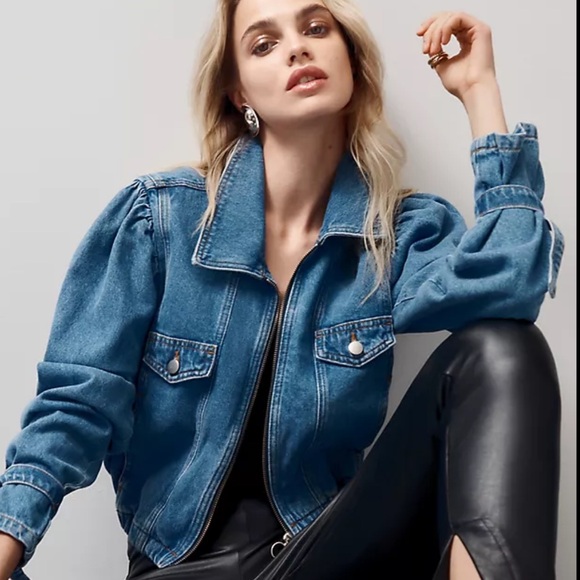 Maeve | Jackets & Coats | Maeve Puff Sleeve Denim Bomber | Poshmark